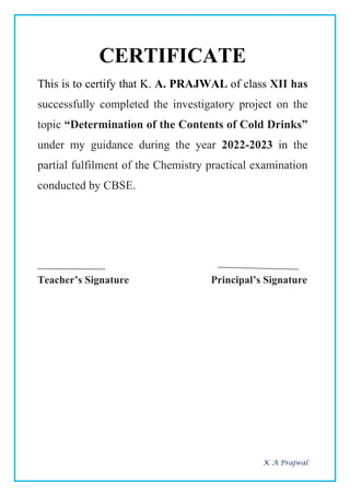 Determination of The Contents of Cold Drinks | PDF