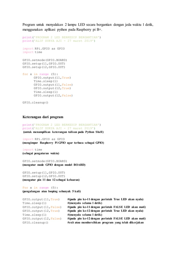 Flowchart Dan Program Mikroprosesor Raspberry Pi 2 Led Menyala