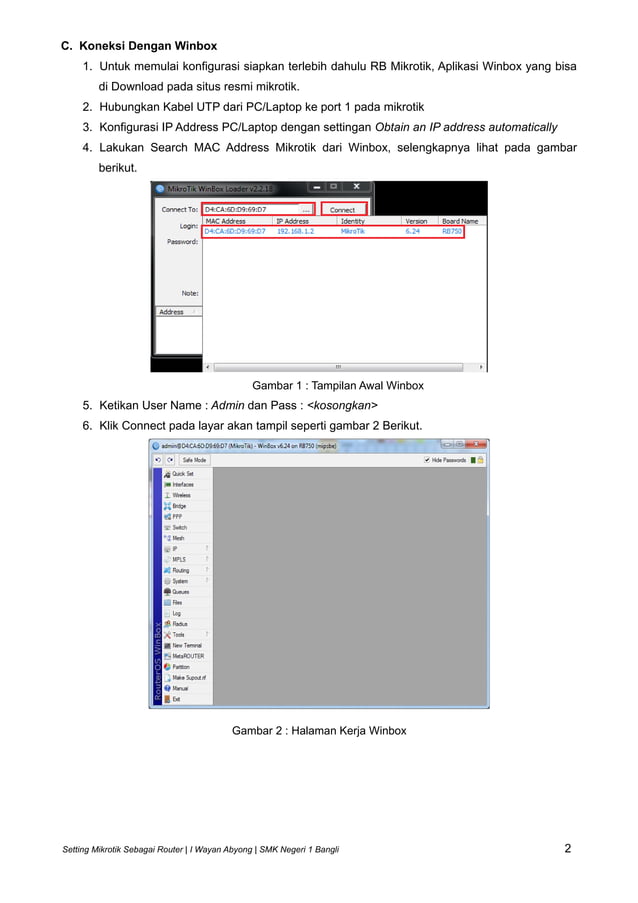 Prak1 settingmikrotiksebagairouter | PDF