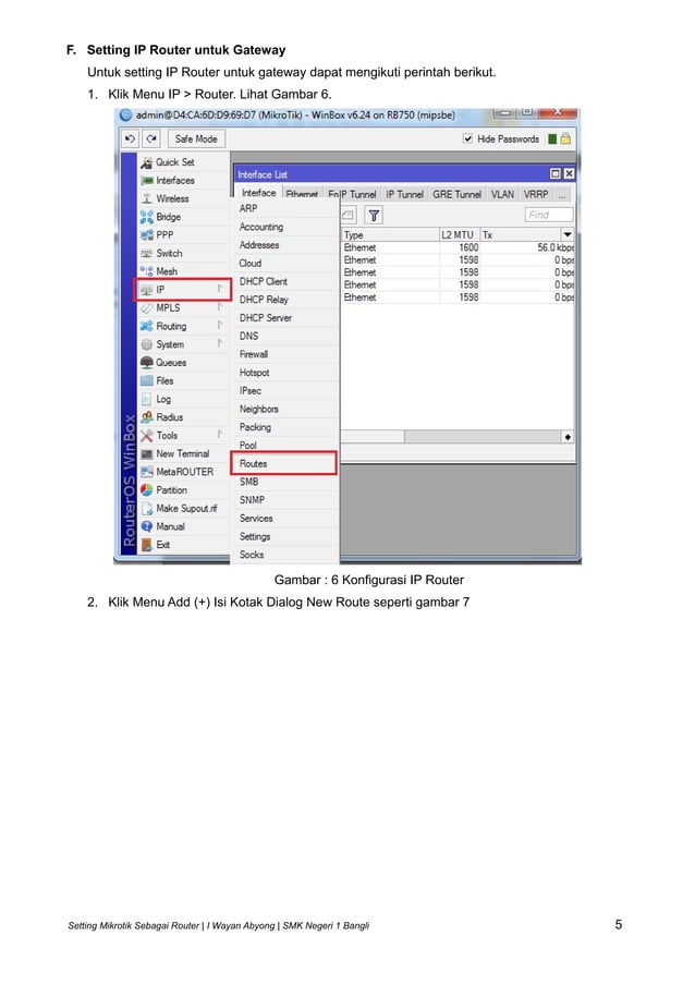 Prak1 settingmikrotiksebagairouter | PDF