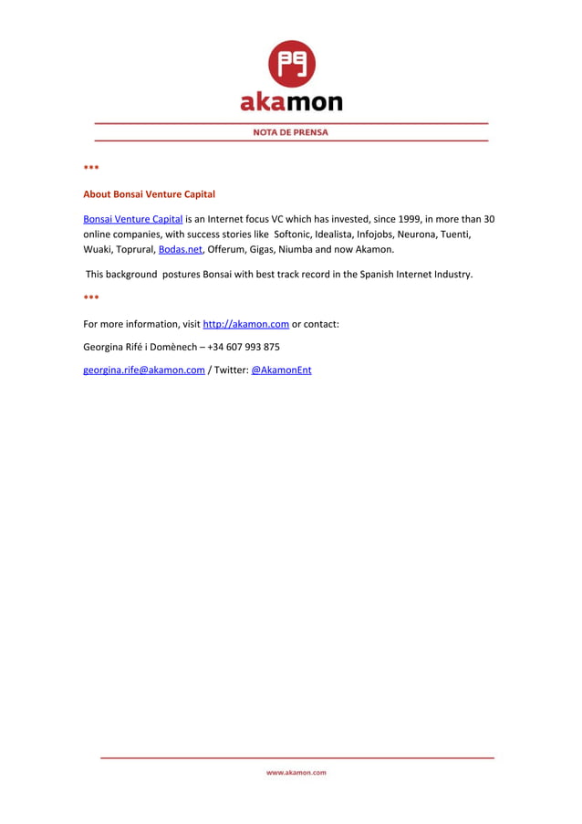 Pr_Akamon closes first round of investment at 2.8 million euros | PDF