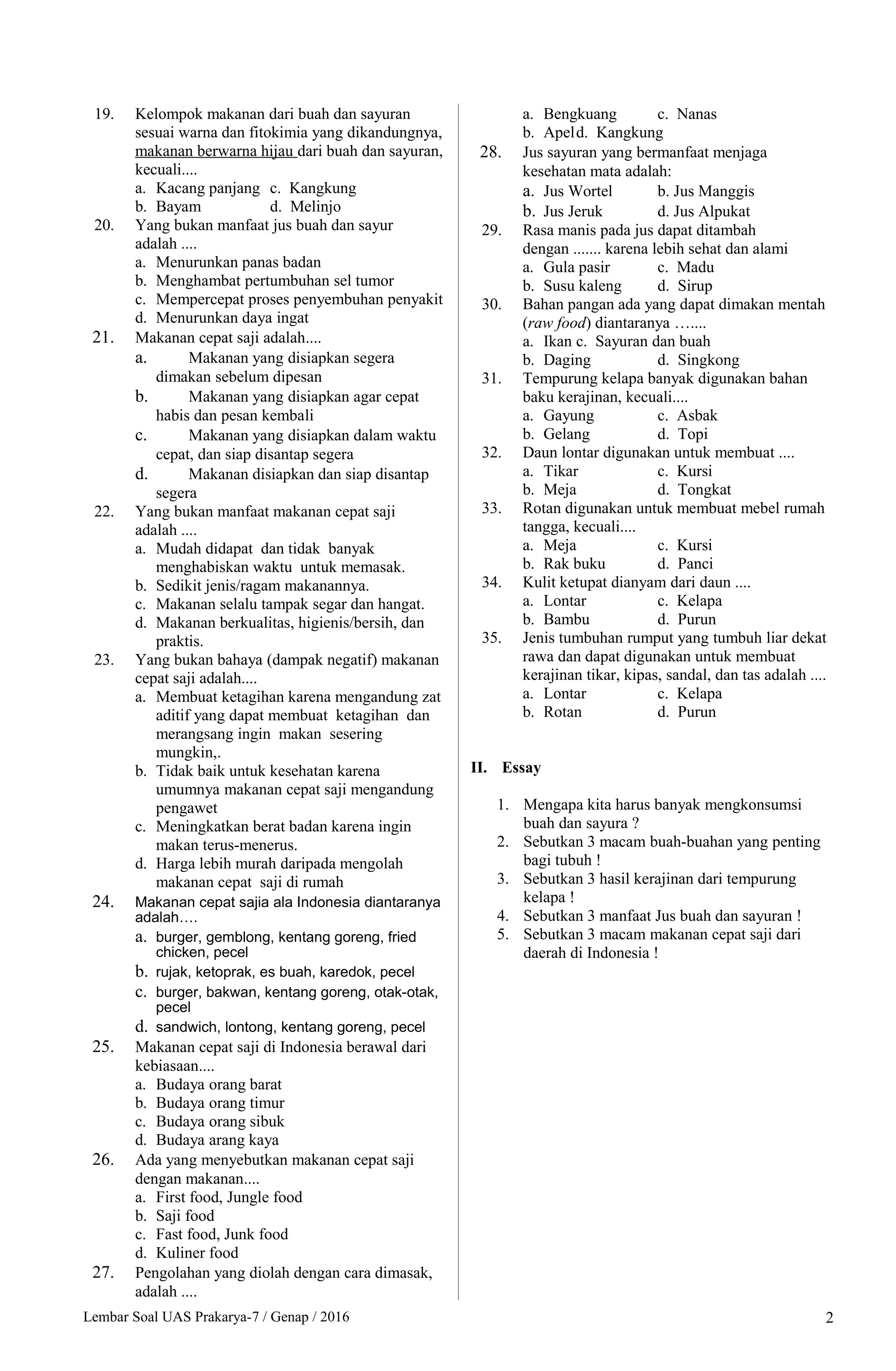 Prakarya 7-uts-smtr2 | PDF