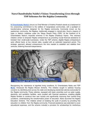 Nara Chandrababu Naidu's Vision: Transforming Lives through TDP Schemes for the Rajaka Community ...