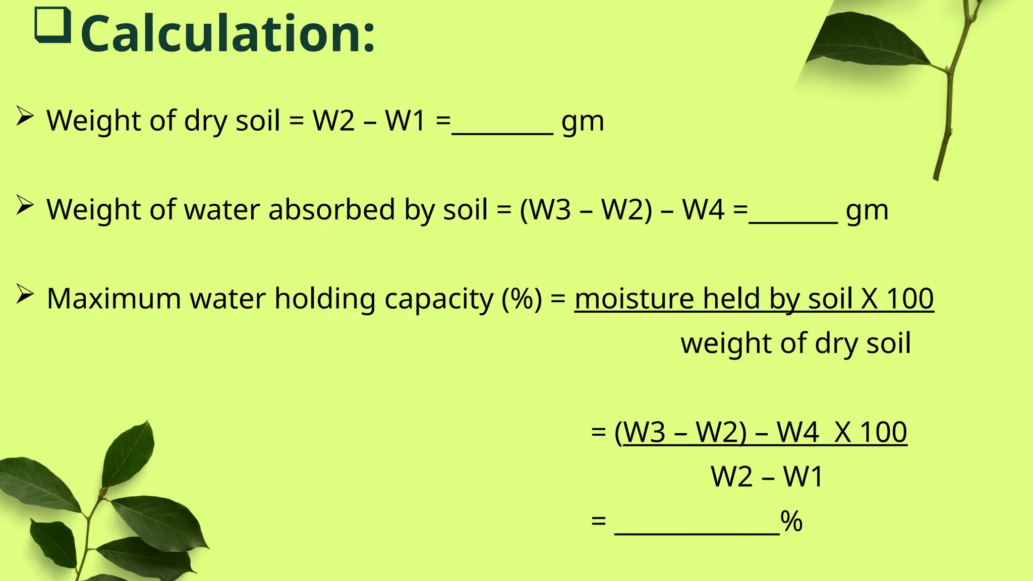 Determination of maximum water holding capacity of soil .pptx