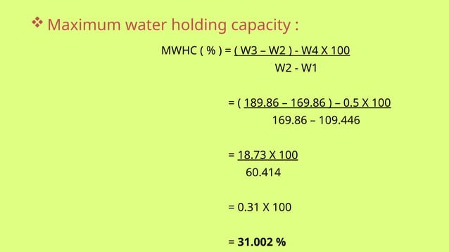 Determination of maximum water holding capacity of soil .pptx