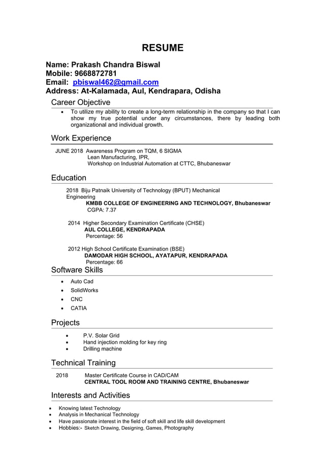 Prakash chandra biswal_resume | PDF
