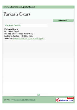 Parkash Gears, Ludhiana, Steel Spur Gears | PDF | Sports Equipment | Sports