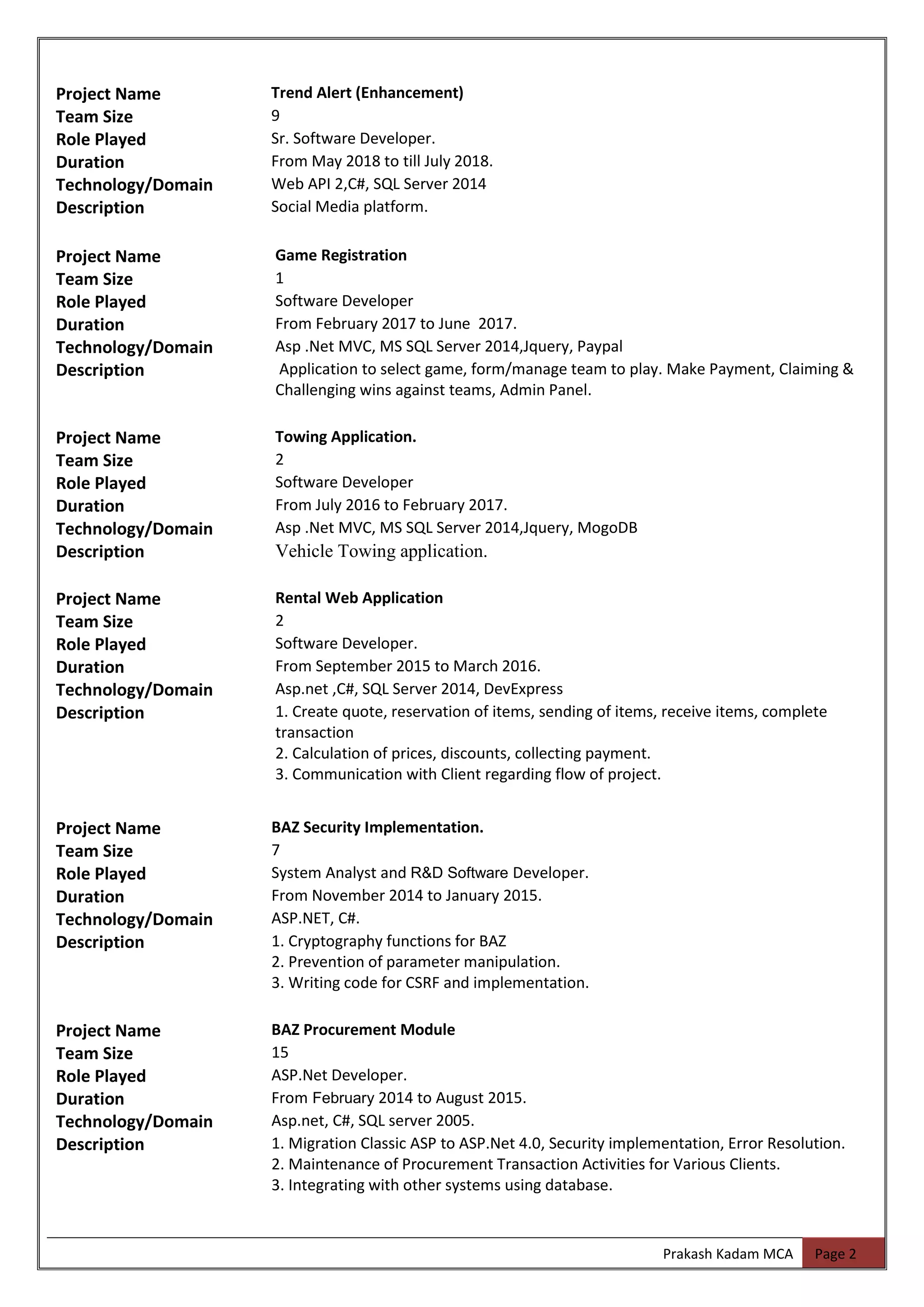 Prakash kadam CV | PDF | Web Development | Internet