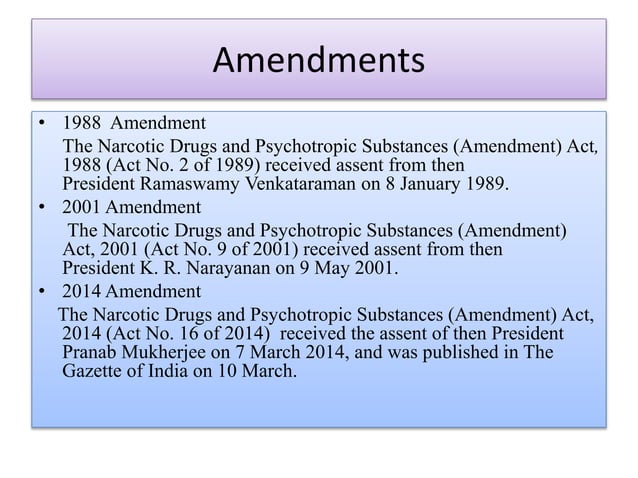 Narcotic and Psychotropic Substance act 1985 | PPTX