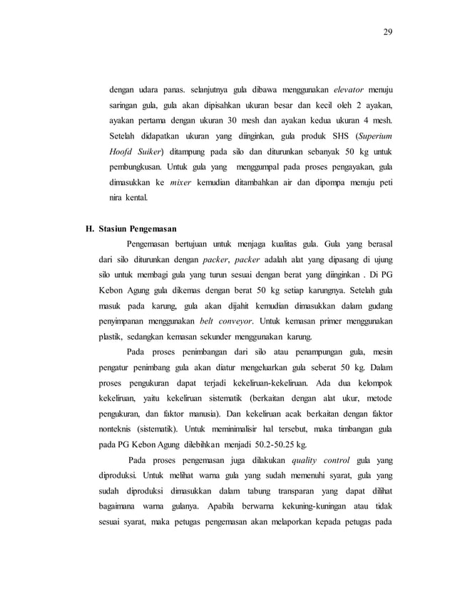 Laporan Praktek Kerja Industri PG.Kebon Agung, Malang | DOCX