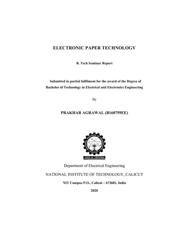 Electronic Paper Technology Report | PDF | Desktop Publishing | Computer Software and Applications