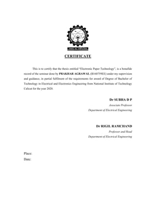 Electronic Paper Technology Report | PDF