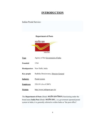 project report on different post office saving schemes | DOCX