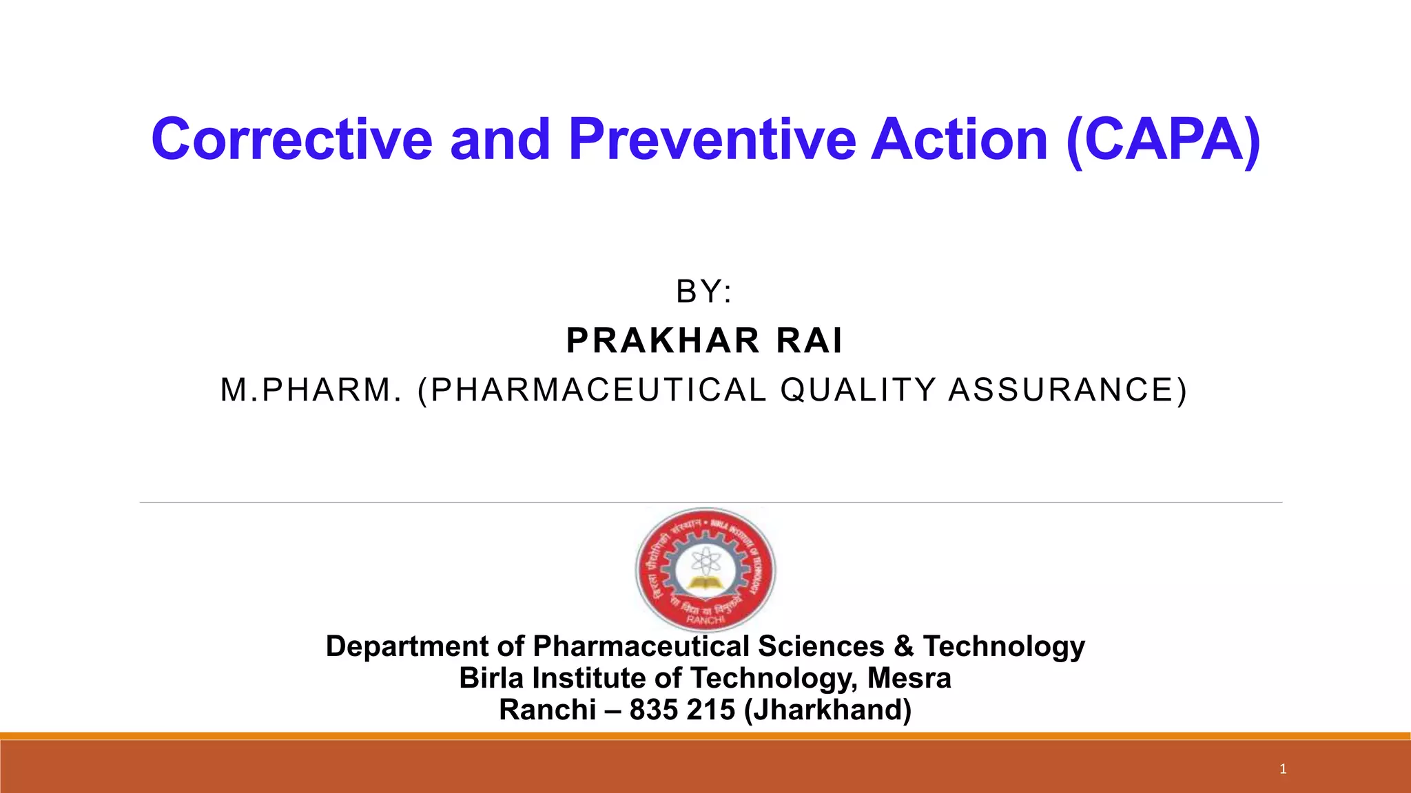 corrective and preventive action (CAPA) | PPTX