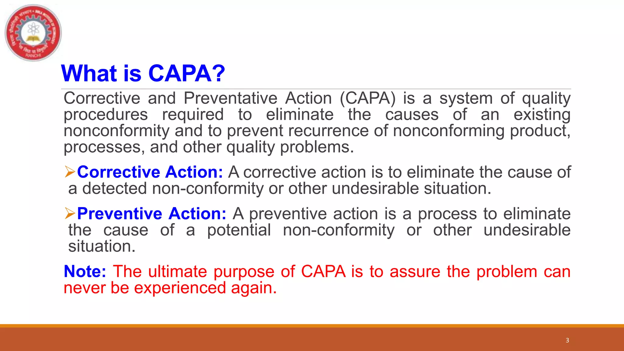corrective and preventive action (CAPA) | PPTX