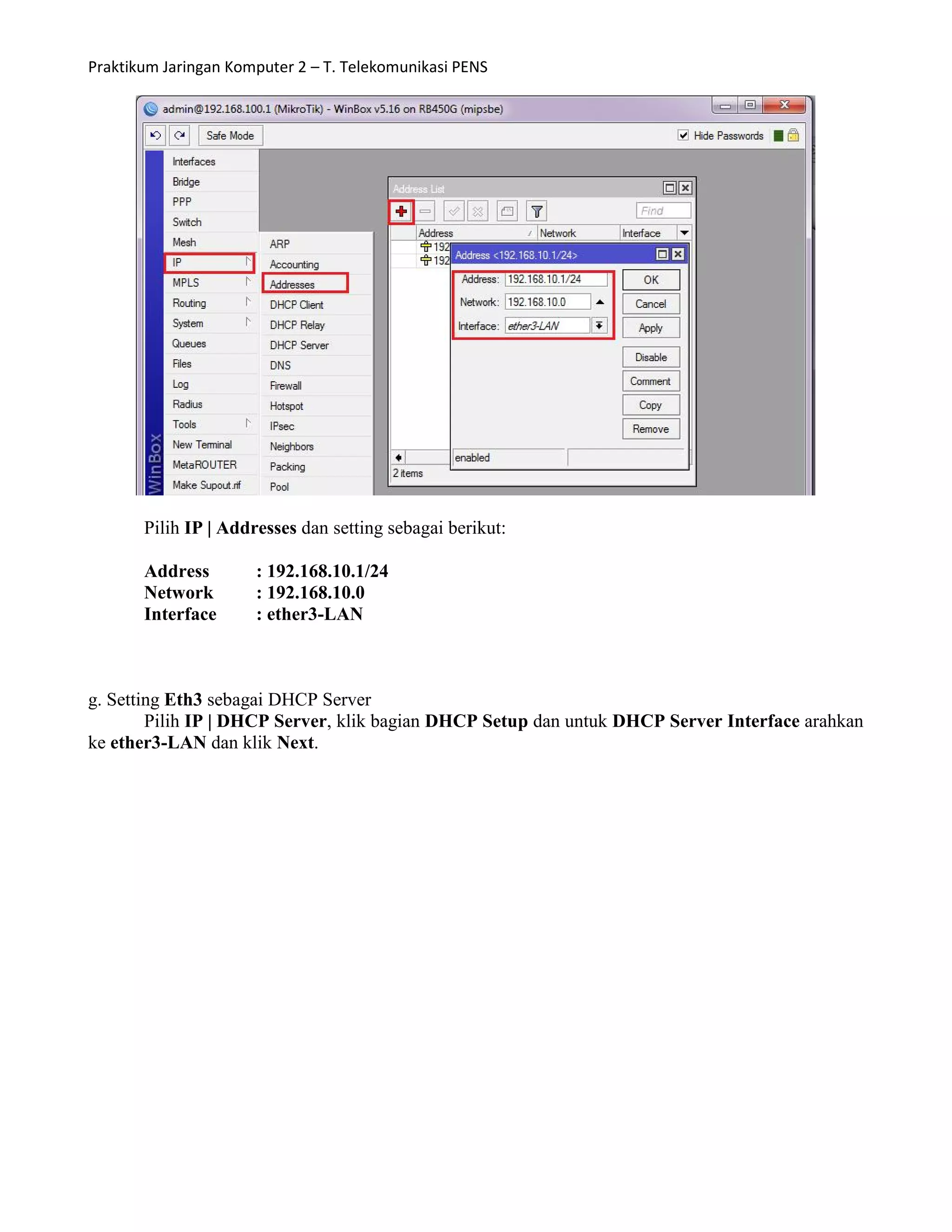 praktek mikrotik router dan tata cara | PDF