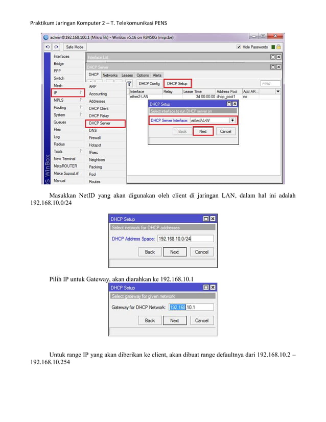 praktek mikrotik router dan tata cara | PDF
