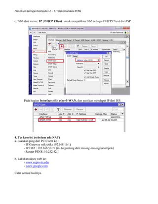 Praktik mikrotik router | PDF