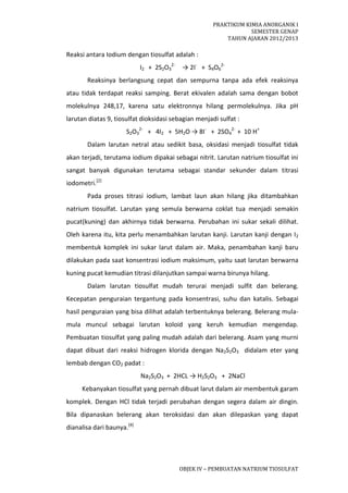 pembuatan natrium tiosulfat | DOCX