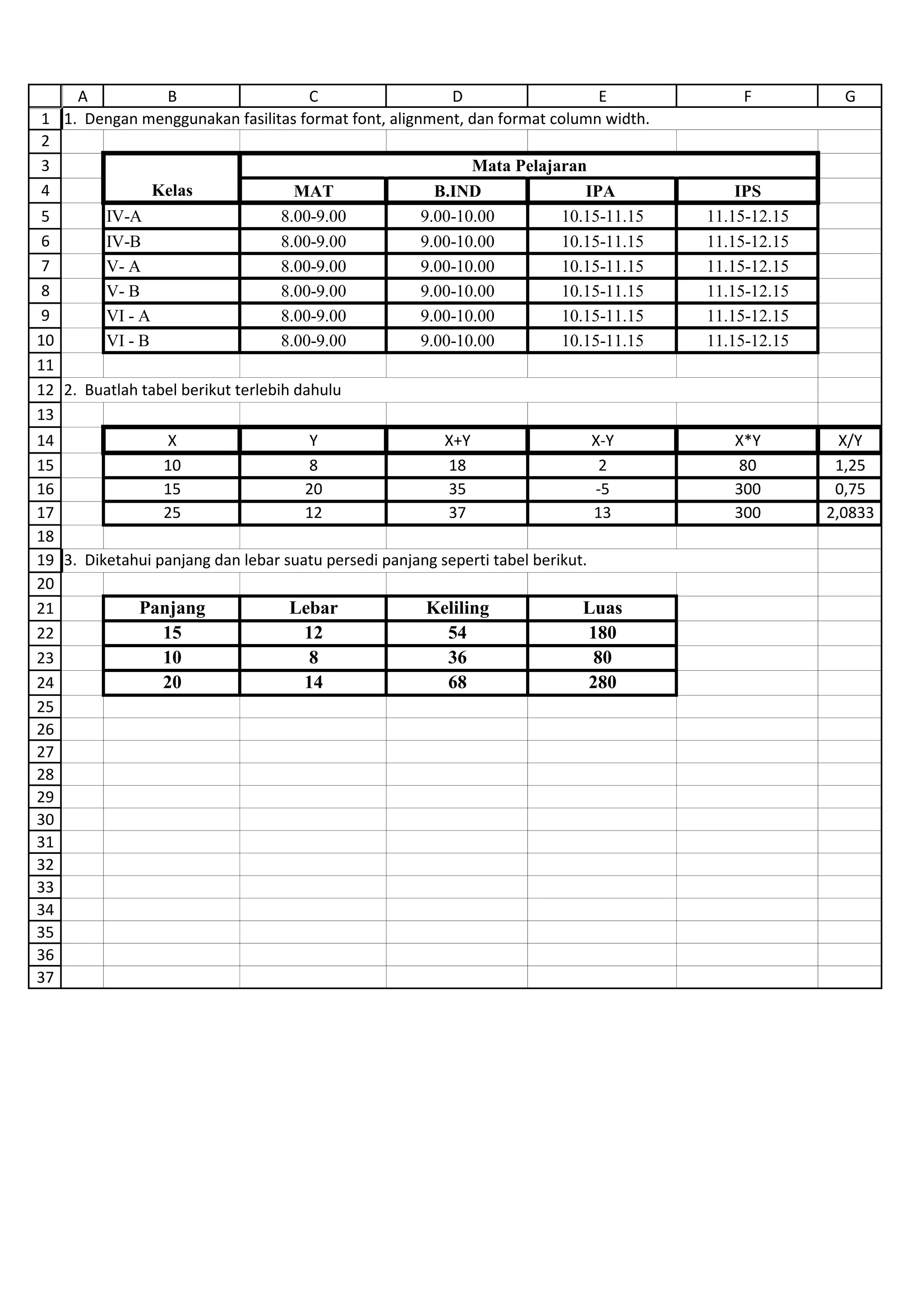 Praktek excel 1 | PDF