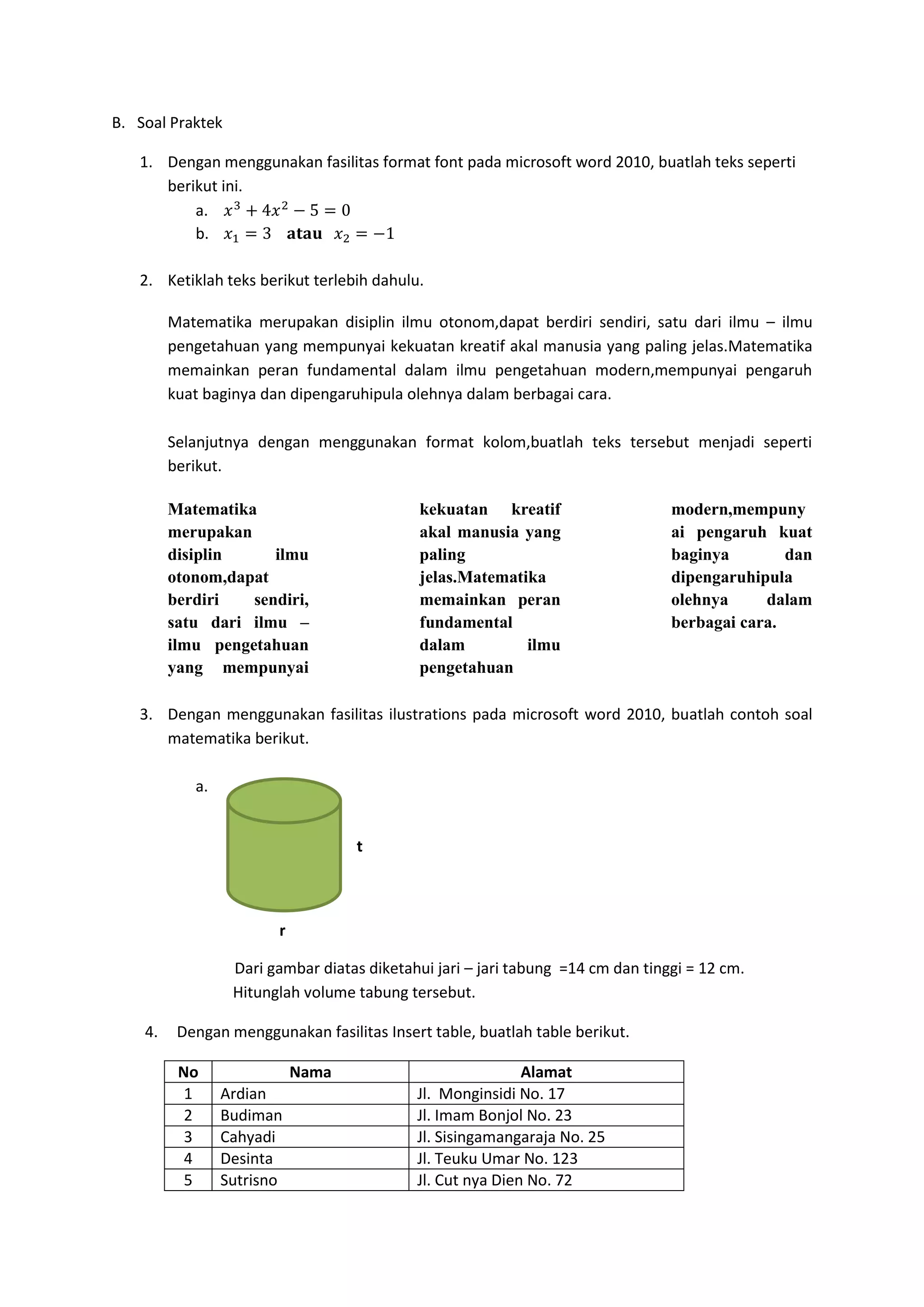 Praktek ms. word | PDF