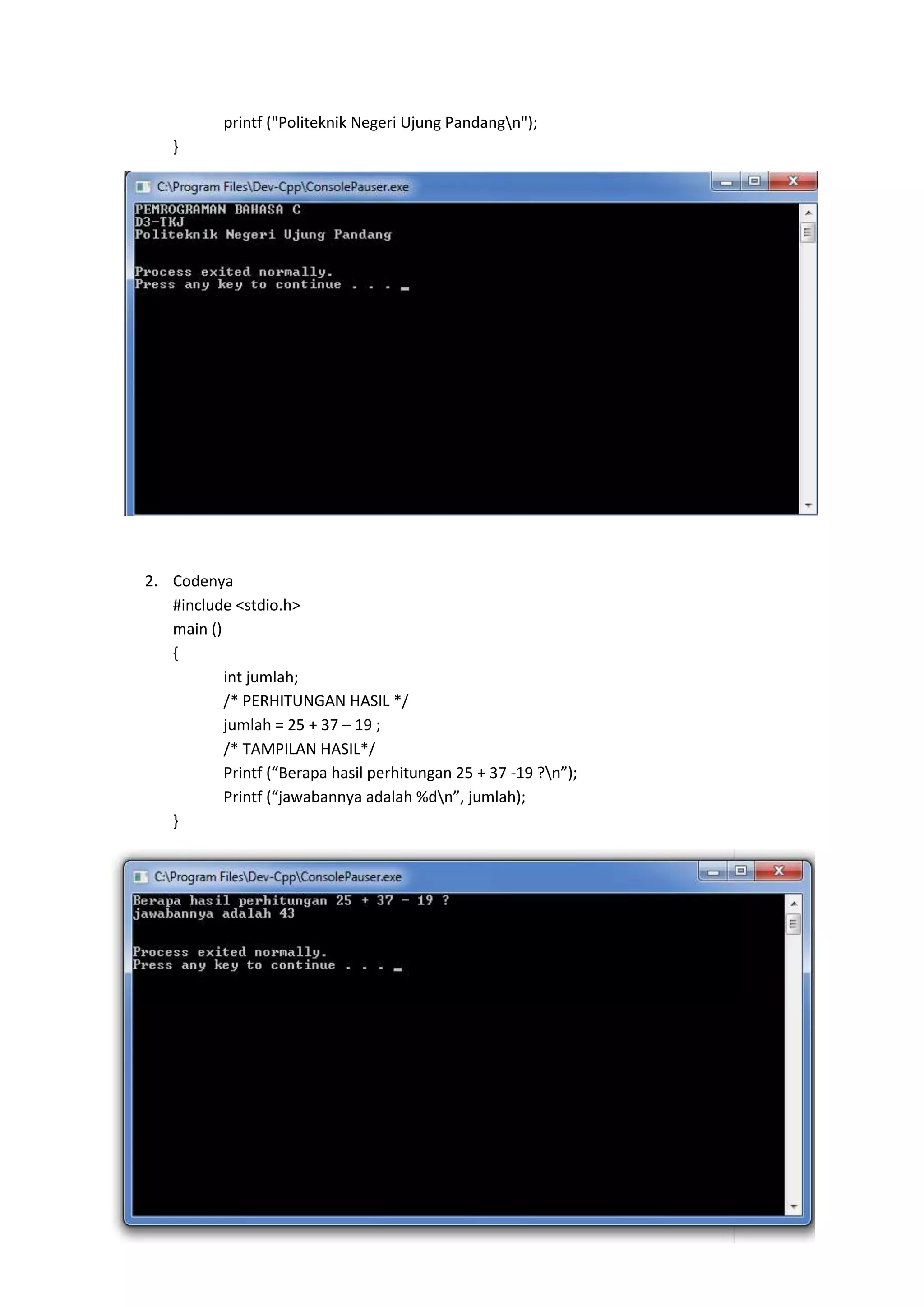 Praktek pemrograman bahasa c | DOCX