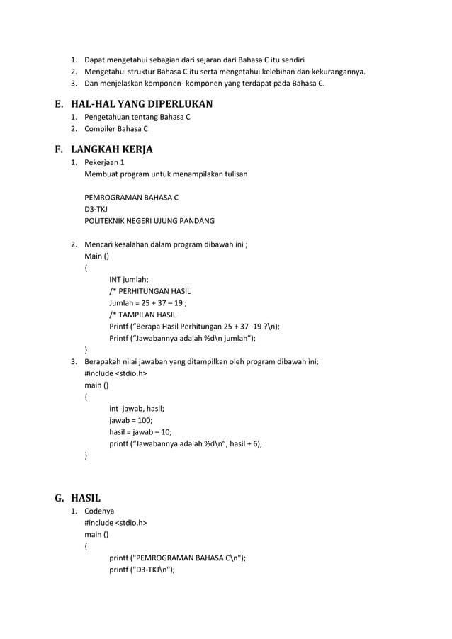 Praktek pemrograman bahasa c | PDF