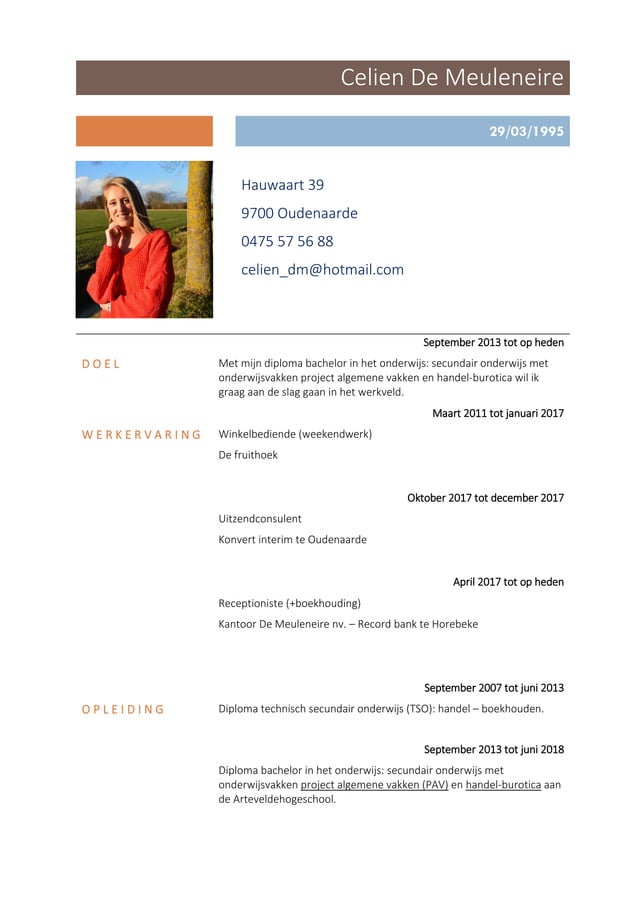 Curriculum vitae van Celien De Meuleneire | PDF