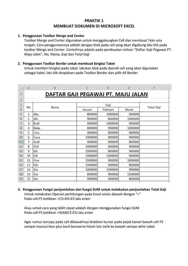 Praktik Dasar Ms. Excel | PDF Praktik Dasar Ms. Excel | PDF