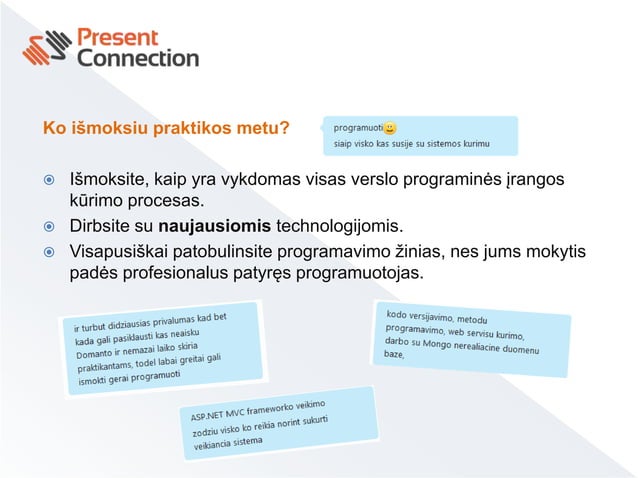 Present Connection informacija praktikantams | PPT