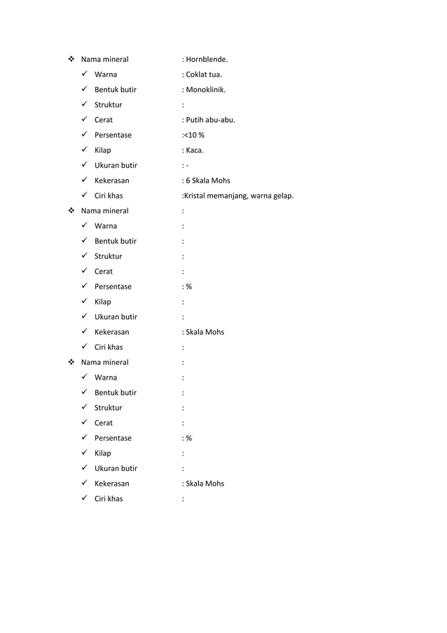 Praktikum : analisis batuan beku - isya ansyari - polisafaris | DOCX
