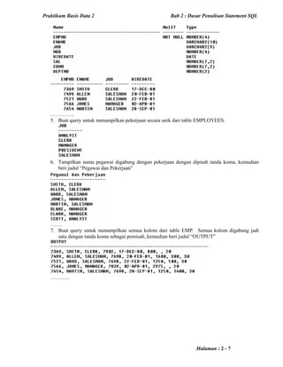 Praktikum Pertama SQL Structure Query Language | PDF