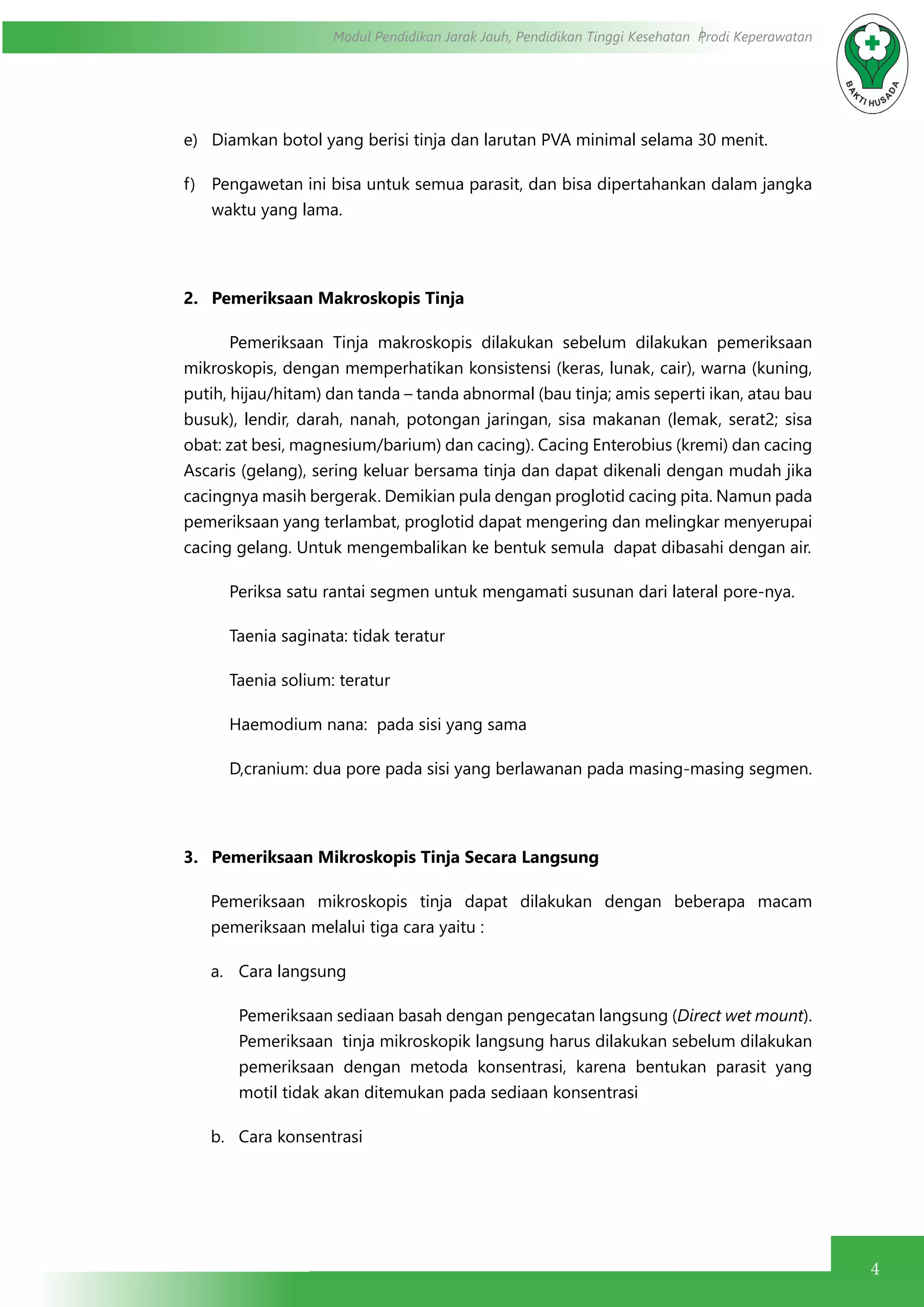 Pemeriksaan Tinja : Parasit Cacing | PDF