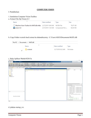 Computer Vision Praktikum 1 menggunakan Matlab R2013a | PDF