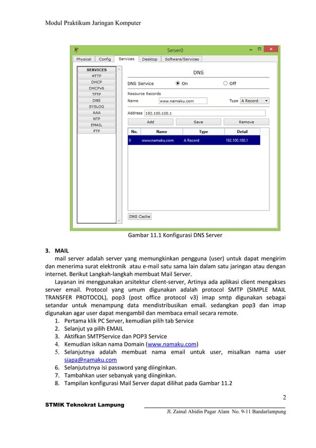 Praktikum 11 http web server dan mail server pada cisco pt (domain) | PDF