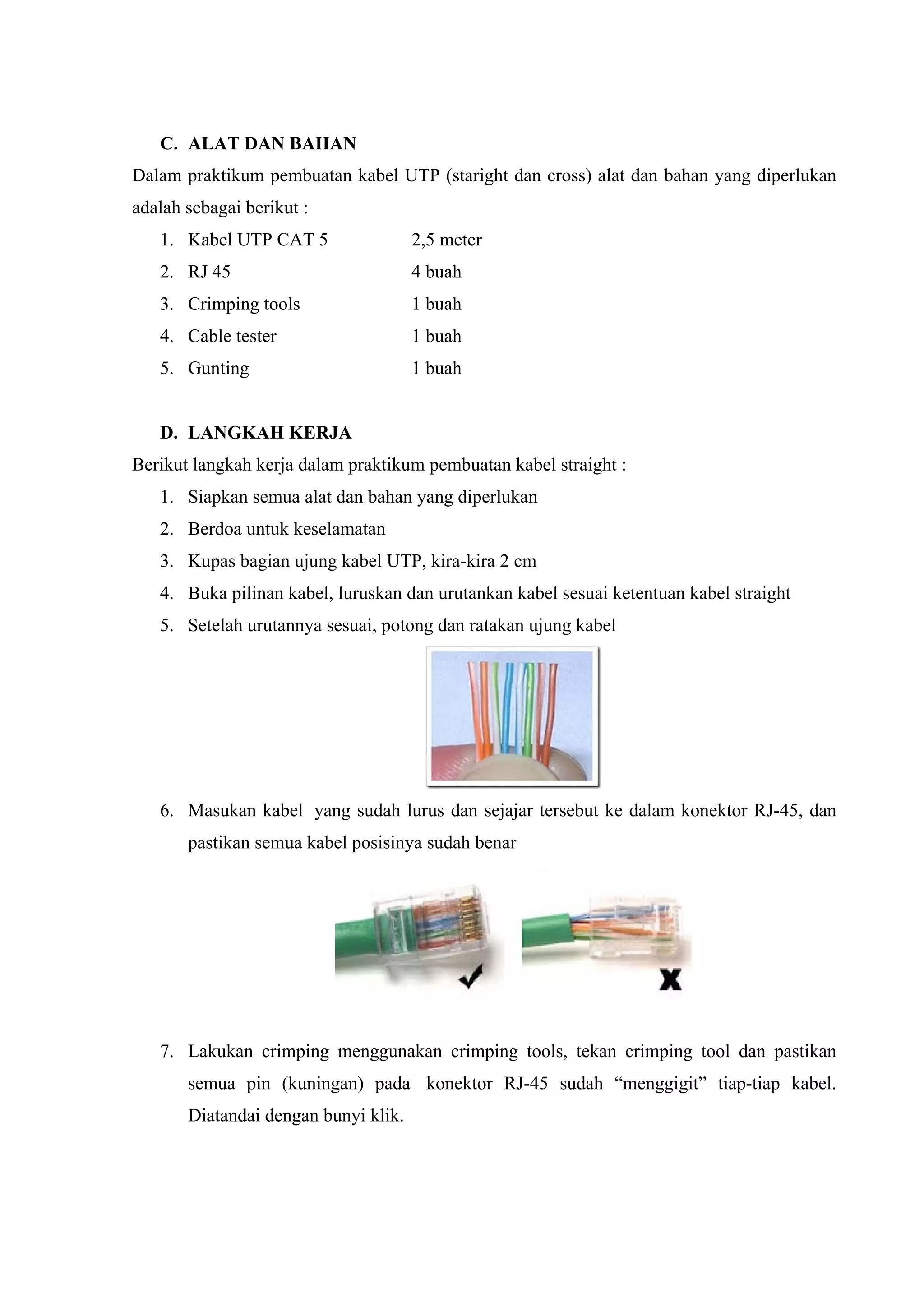 Praktikum1 komdat_pembuatan kabel UTP (stright dan cross) | PDF