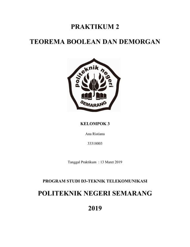 Praktikum2-teorema boolean dan demorgan | PDF
