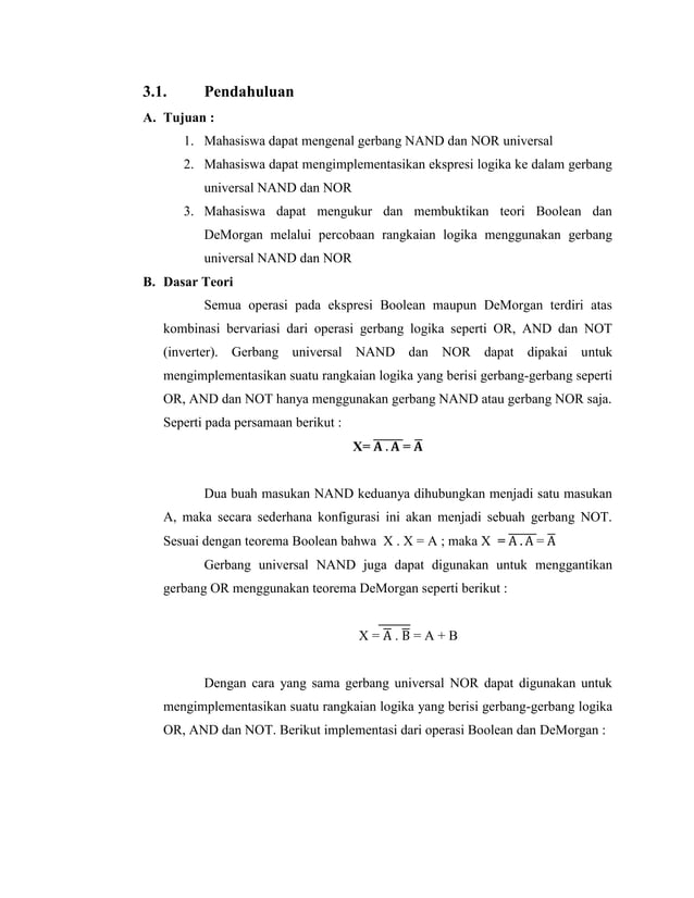 Gerbang Universal NAND dan NOR | PDF