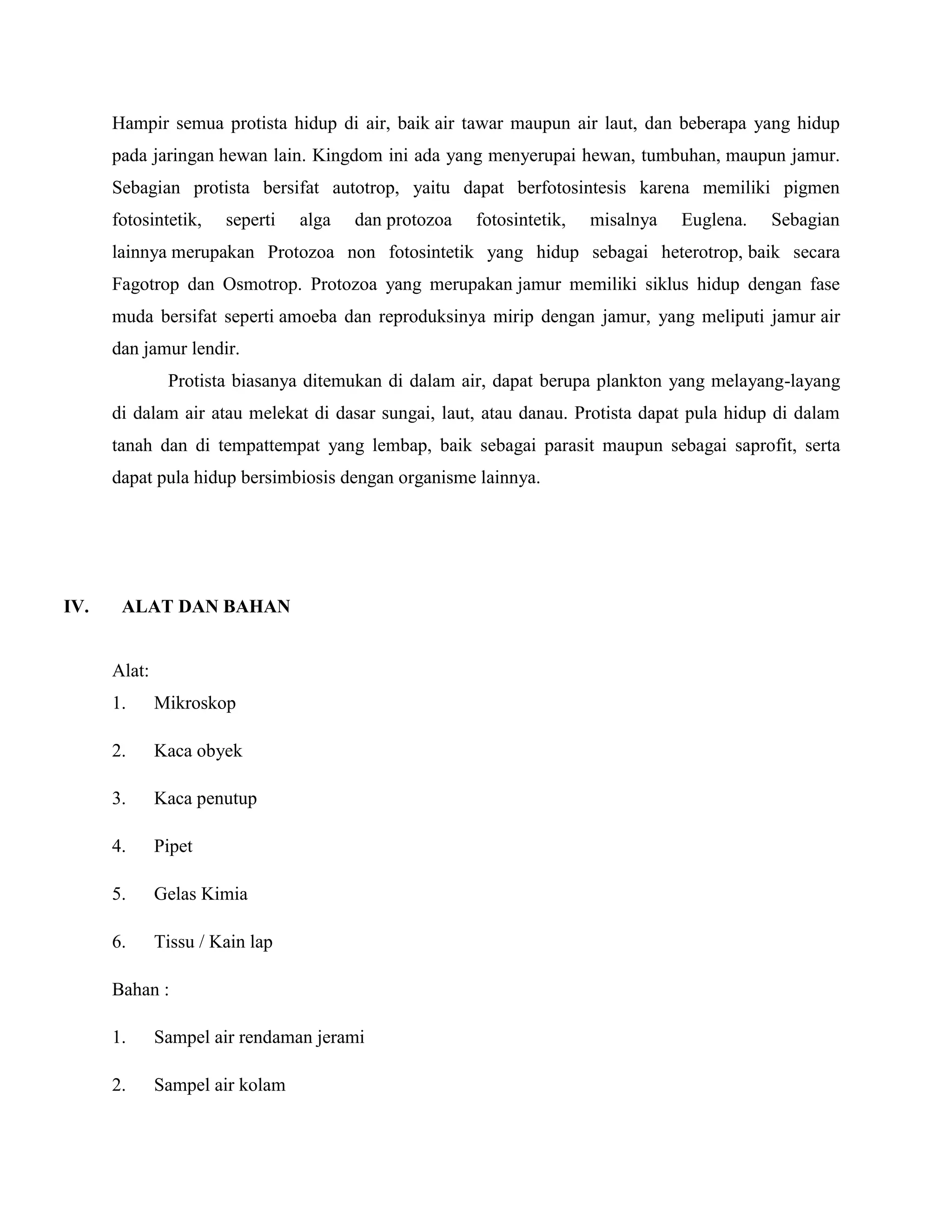 Praktikum bio protista | DOCX