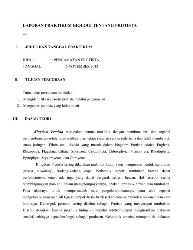 Praktikum bio protista | DOCX
