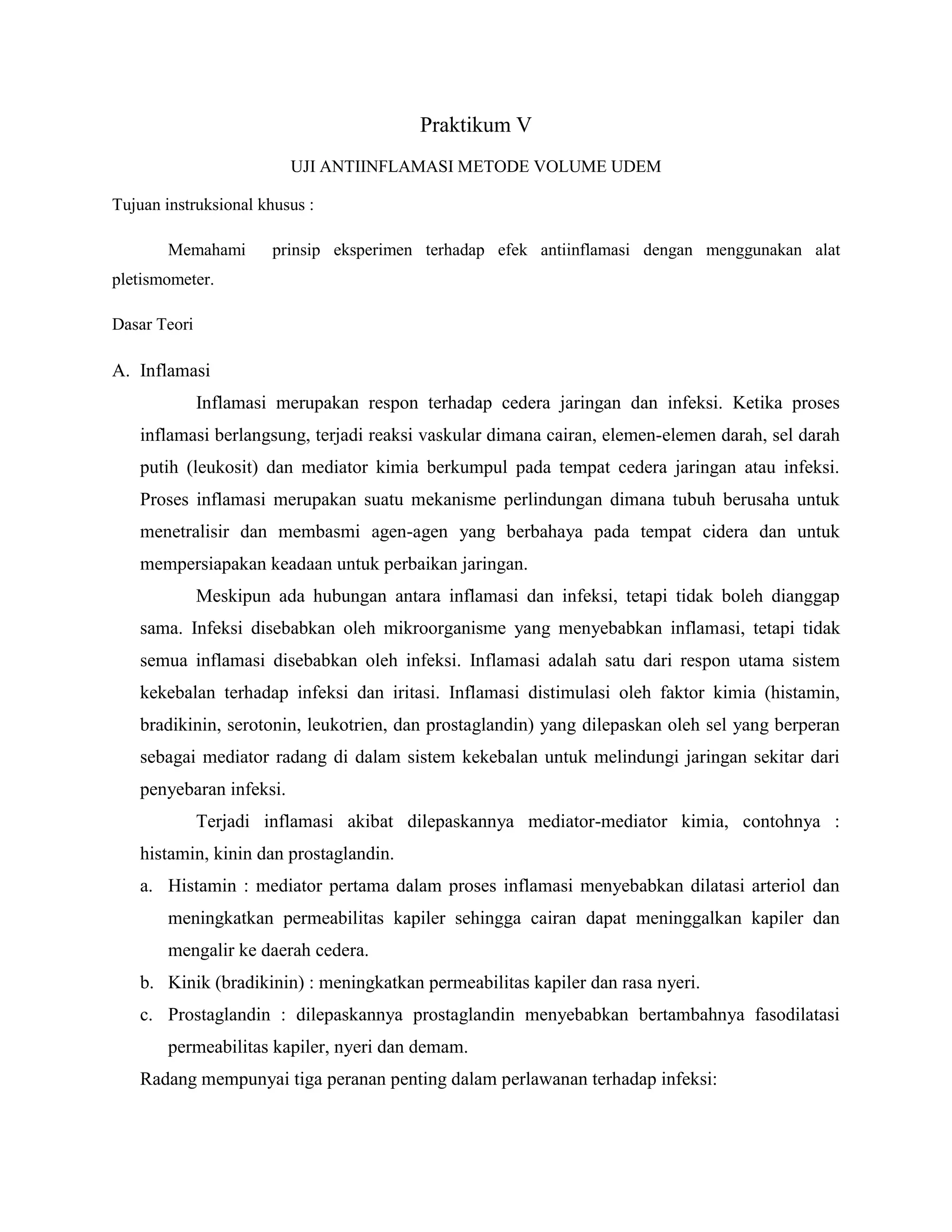 Praktikum farmakologi antiinflamasi | DOCX