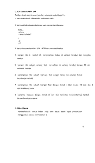 Praktikum fungsi dasar bahasa c | PDF