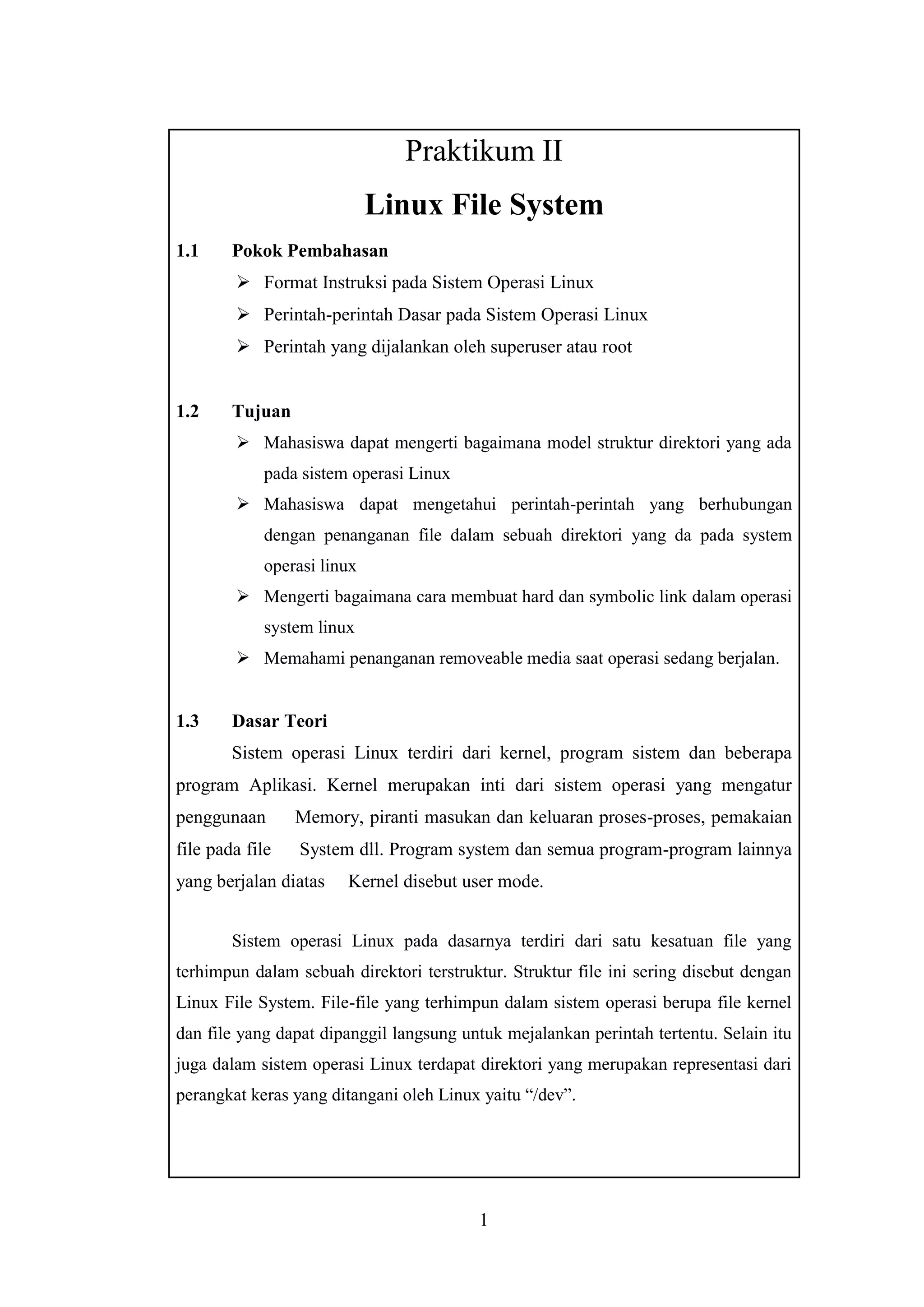 Praktikum ii linux file system | PDF