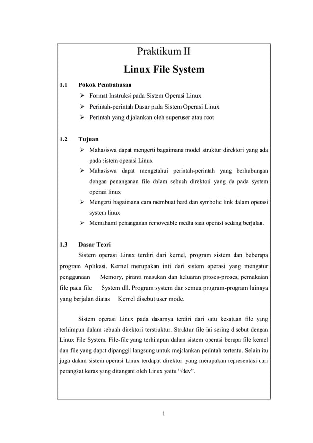 Praktikum ii linux file system | PDF
