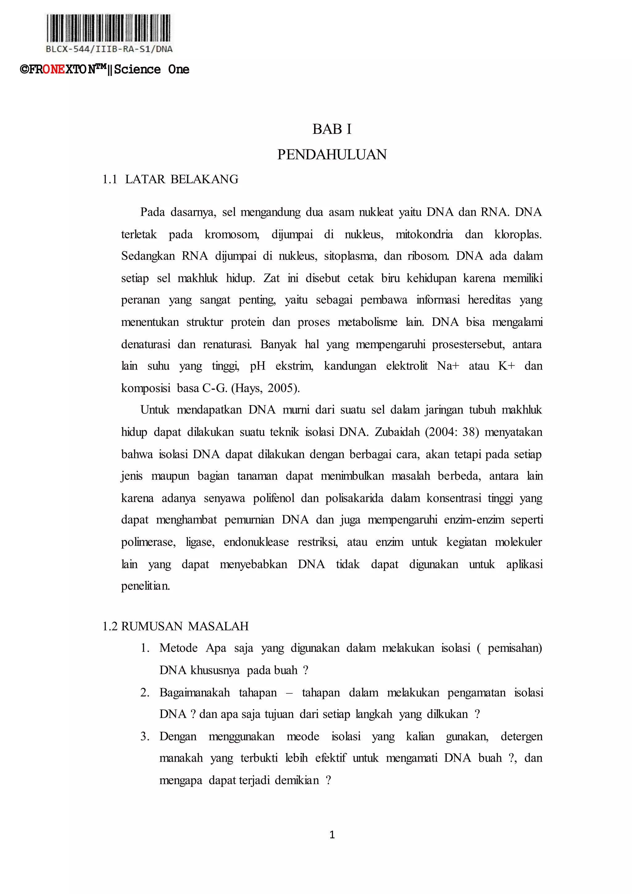 Praktikum isolasi dna | PDF