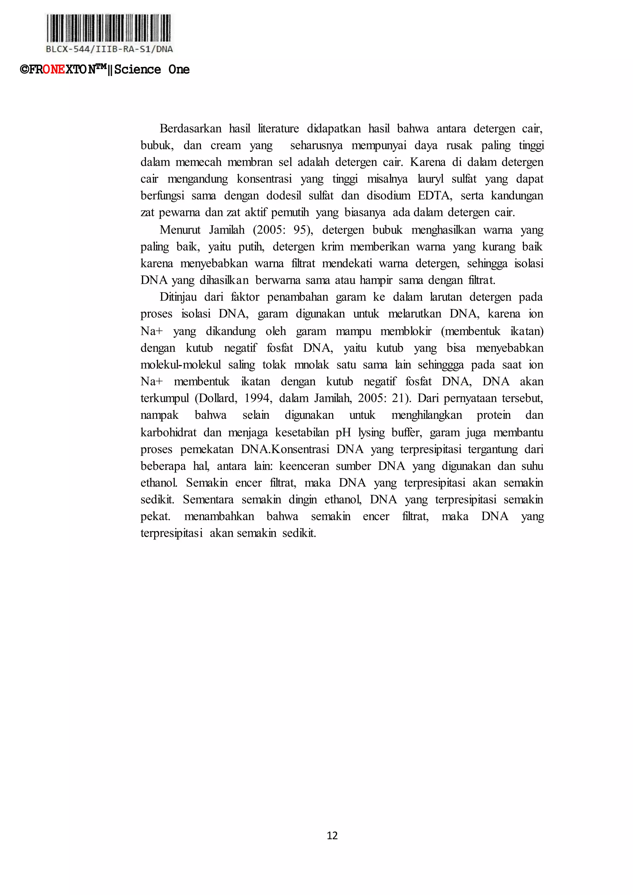 Praktikum isolasi dna | PDF