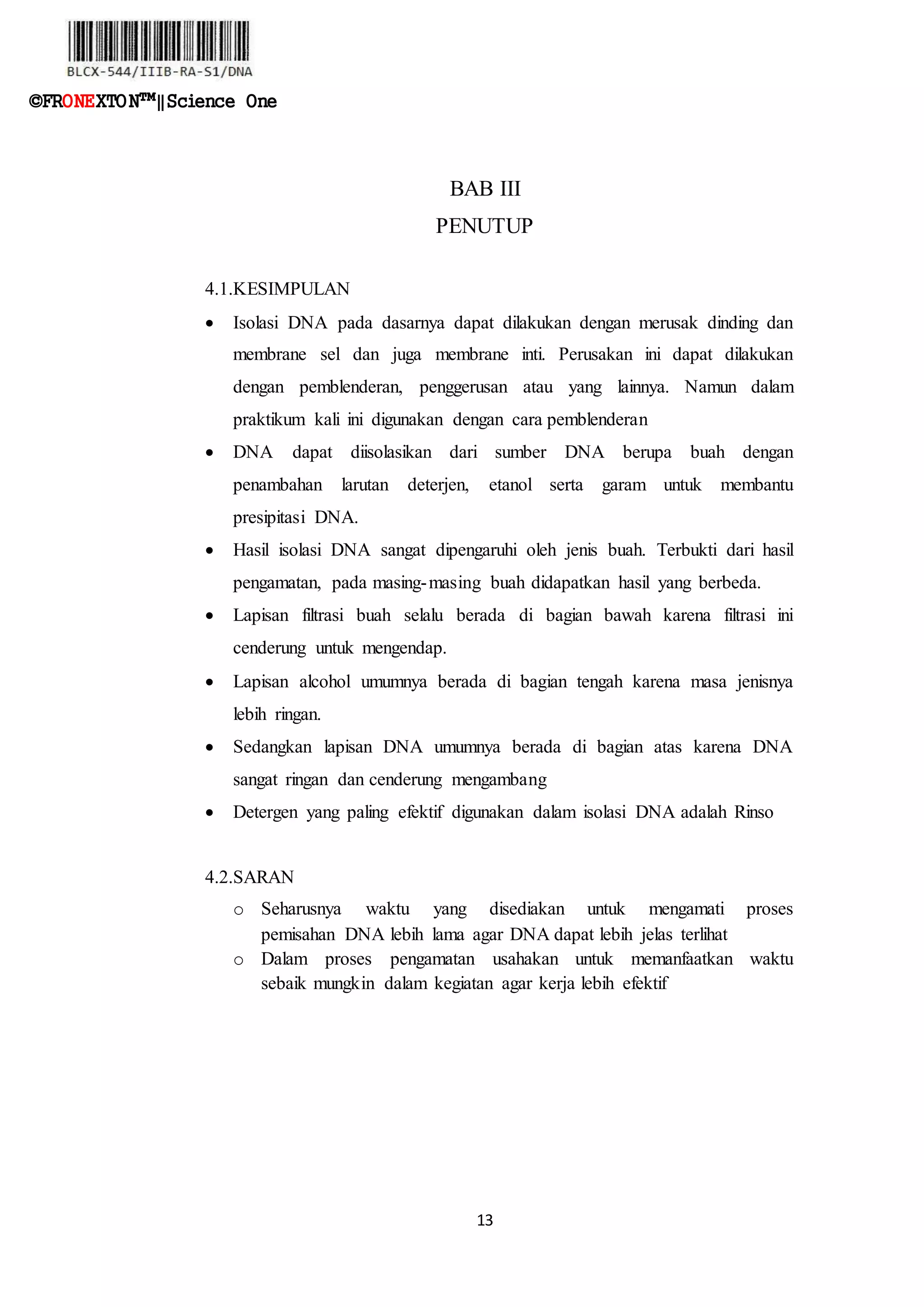 Praktikum isolasi dna | PDF