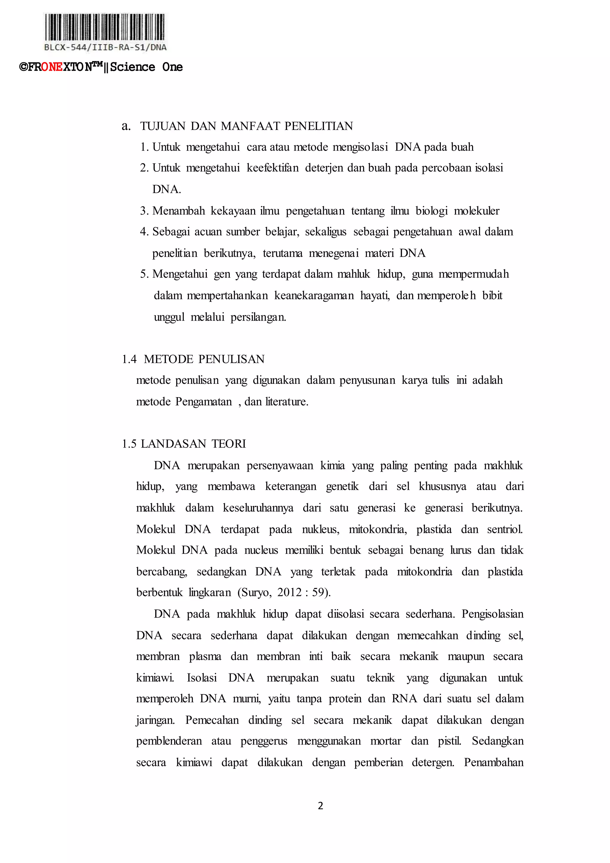 Praktikum isolasi dna | PDF