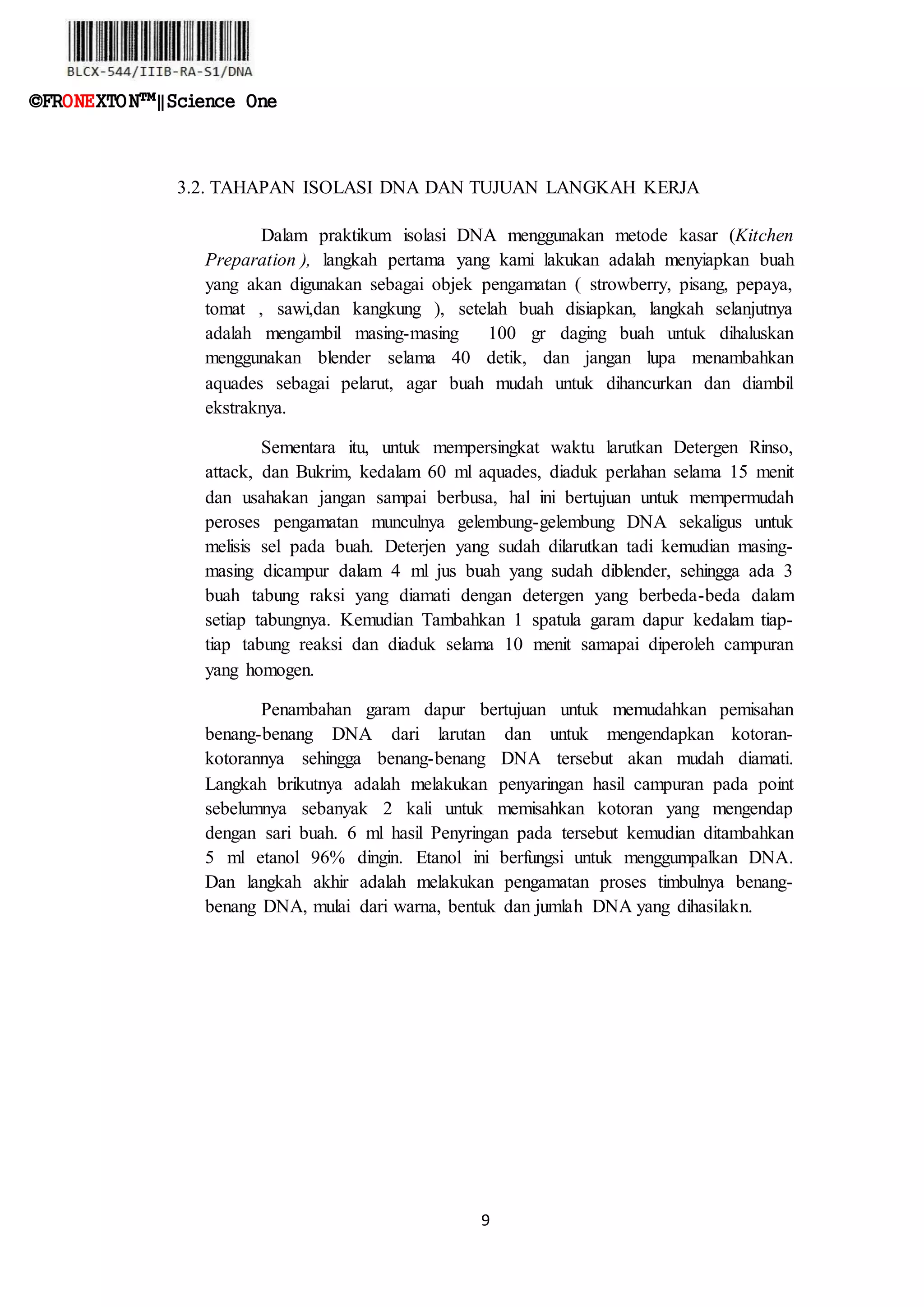 Praktikum isolasi dna | PDF