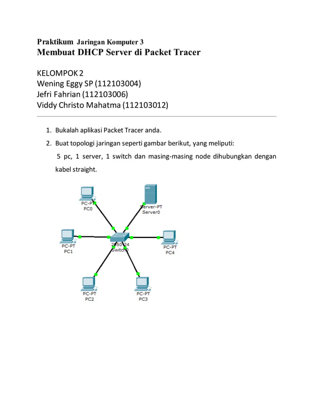 Praktikum jaringan komputer 3 dhcp server | PDF